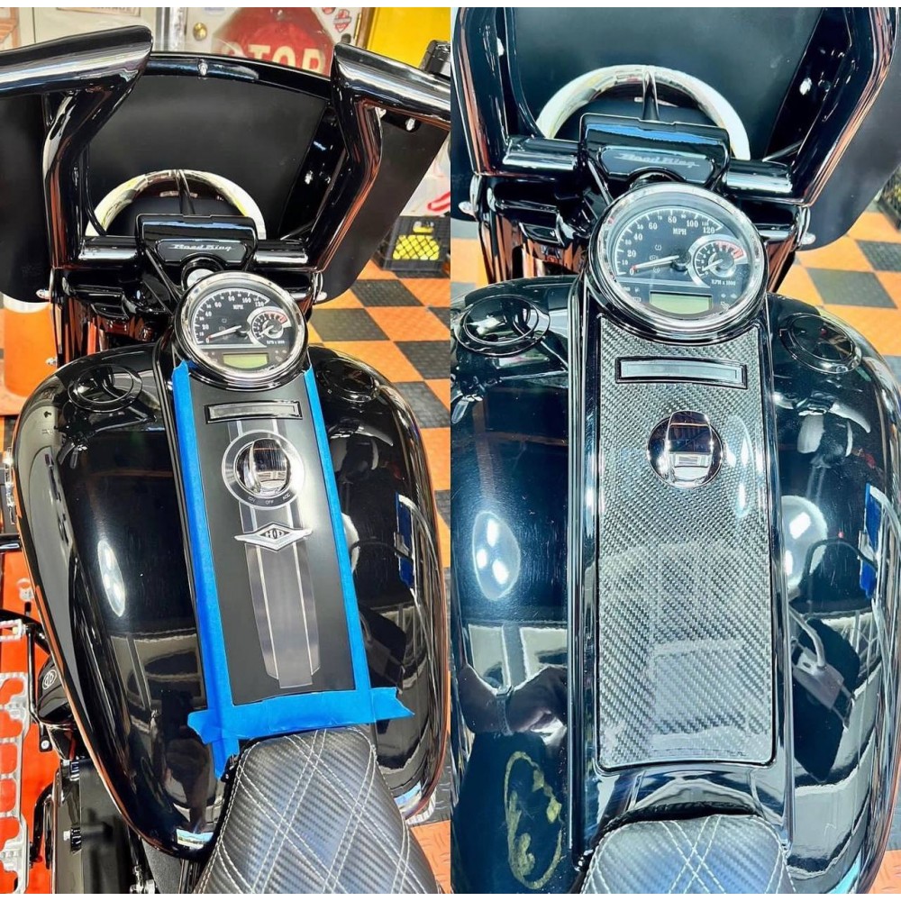 Carbon dash insert for Harley Road King