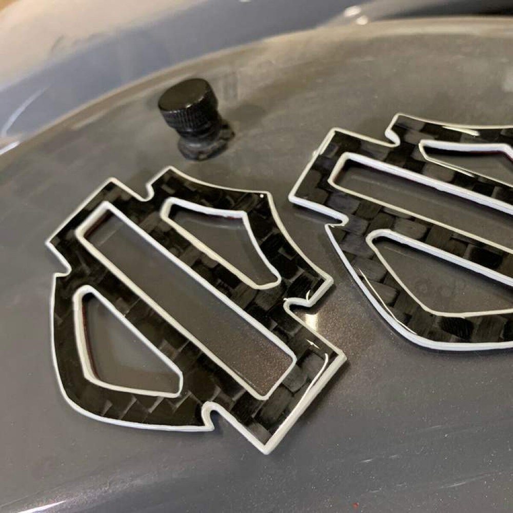 Buy Black carbon with white front outline tank emblems. Custom emblems ...