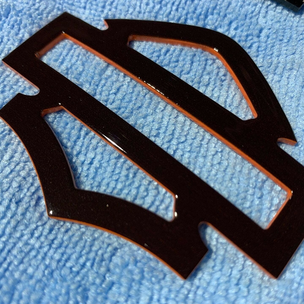 Buy Black with orange edges tank emblems. Custom emblems for Harley ...