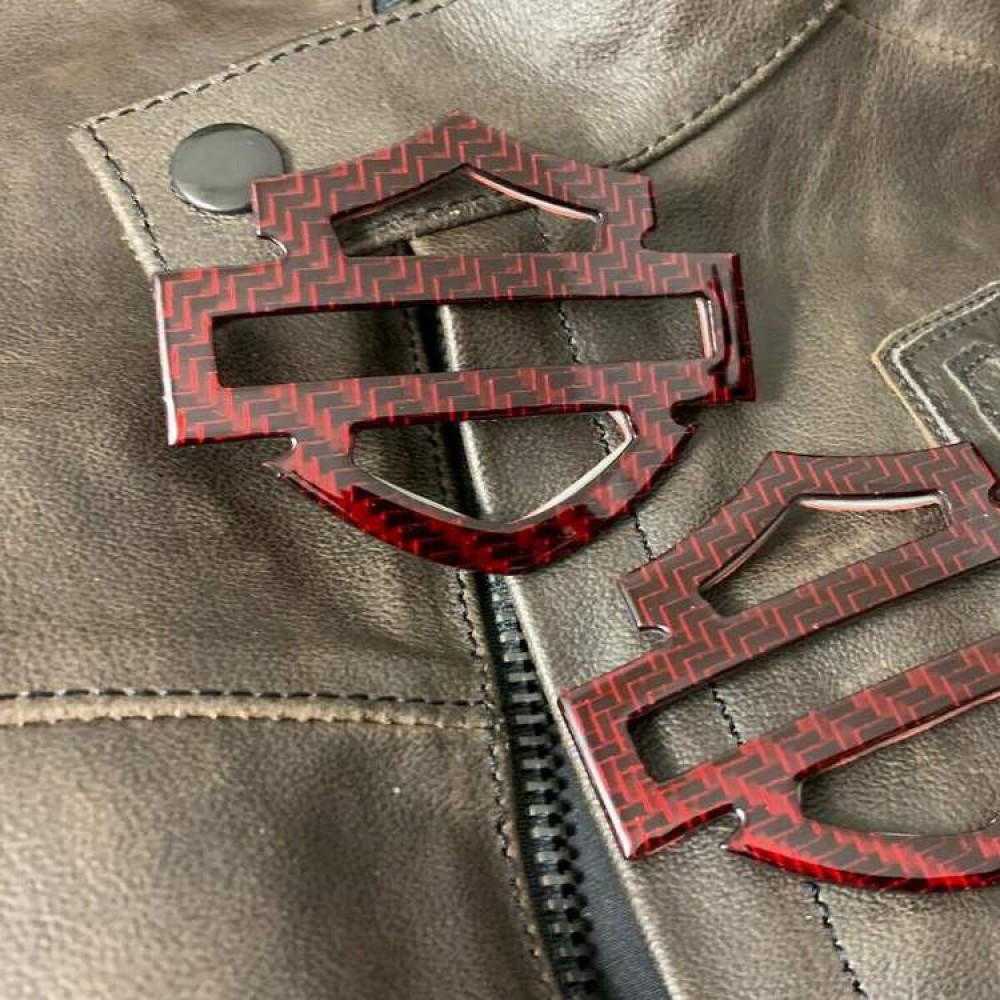Buy Red carbon tank emblems. Custom emblems for Harley Davidson