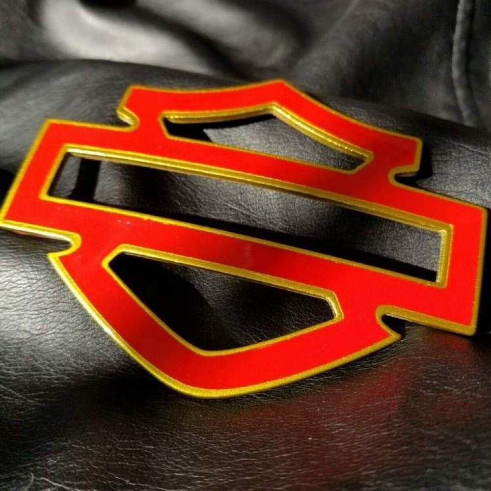 Buy Red with gold front outline tank emblems. Custom emblems for Harley ...